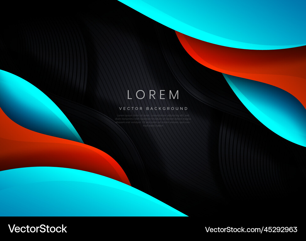 Abstract modern blue and red curve wavy on black Vector Image