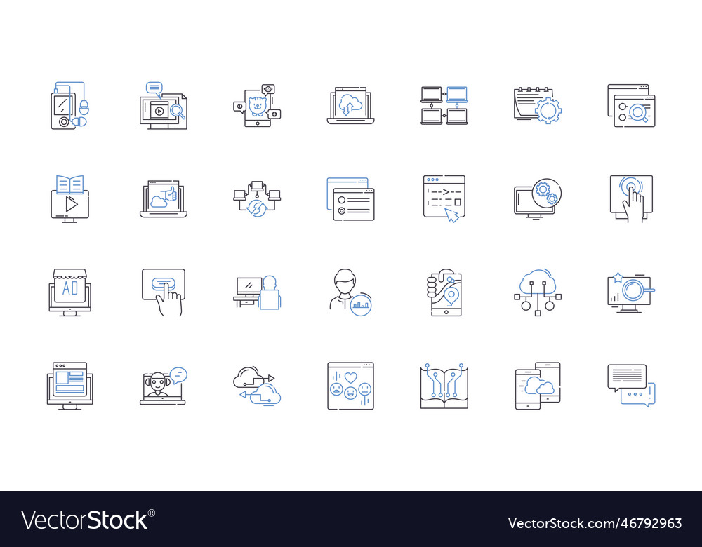 Automated line icons collection robotics Vector Image