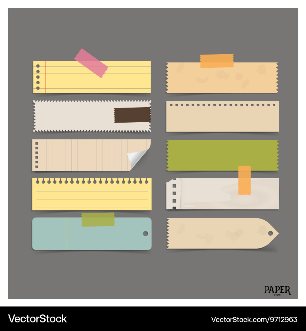 Collection of vintage note papers ready for your Vector Image