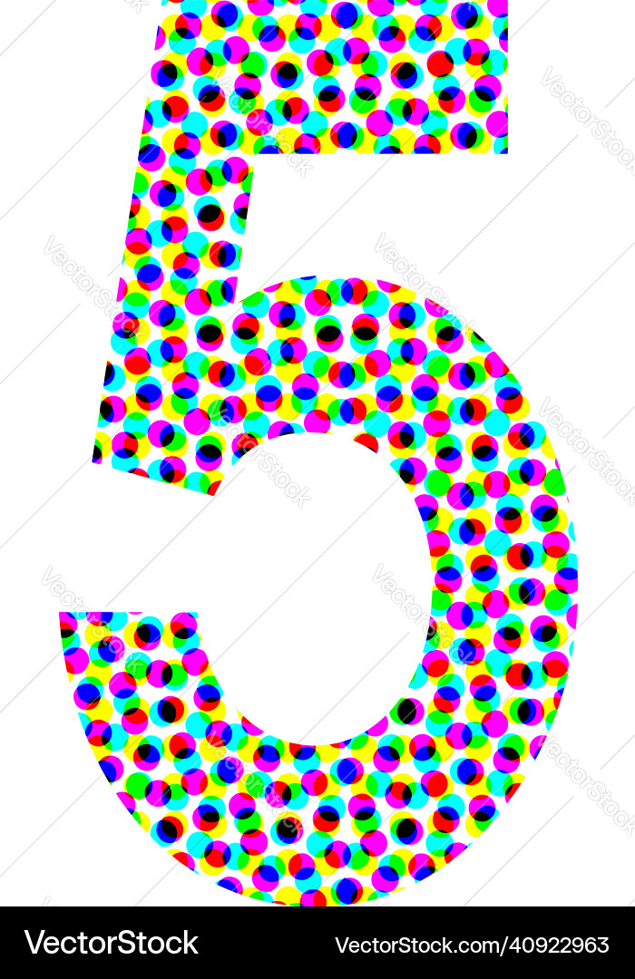 Colorful halftone font design number 5 Royalty Free Vector