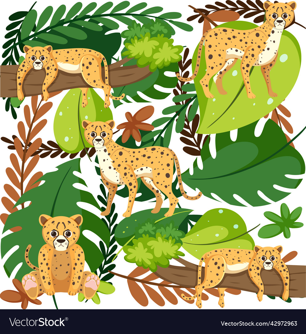 Cute leopard seamless pattern Royalty Free Vector Image