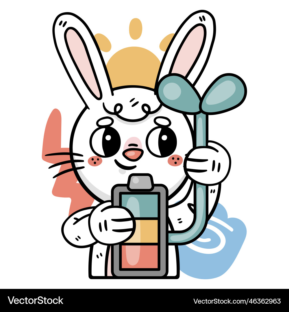 Earth day stickers set with bunny Royalty Free Vector Image