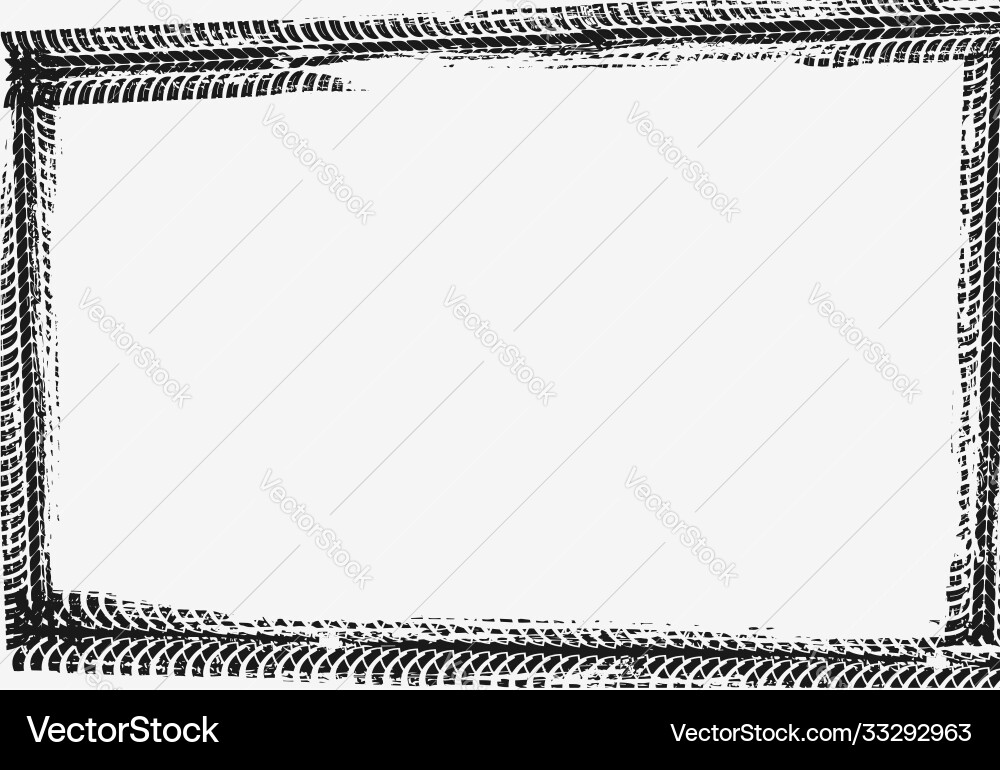 Frame made black tyre prints grunge border Vector Image