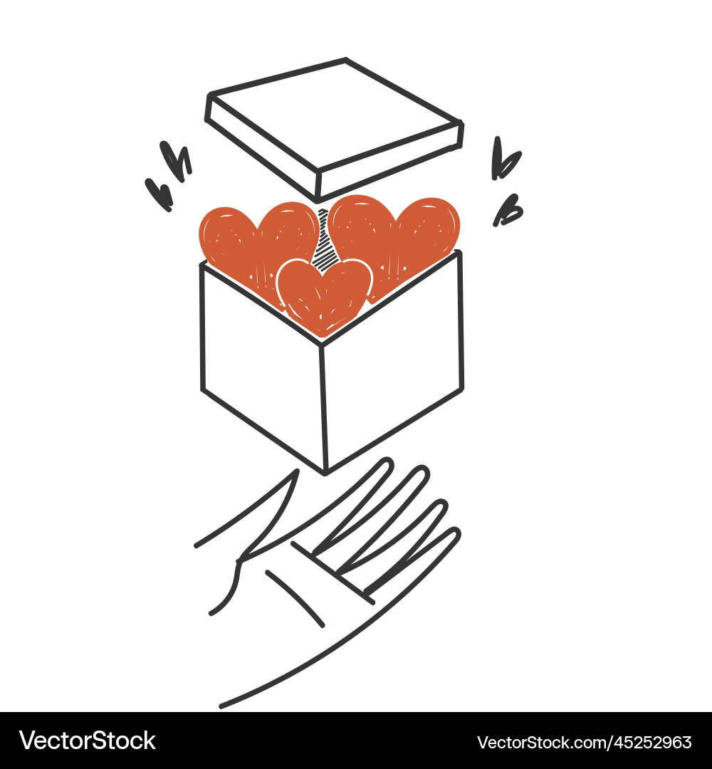 Hand drawn doodle gift boxes with love heart Vector Image