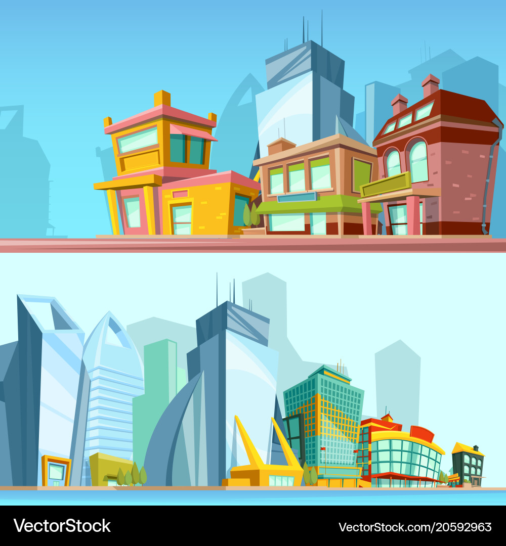 Horizontal banners with urban streets and modern Vector Image