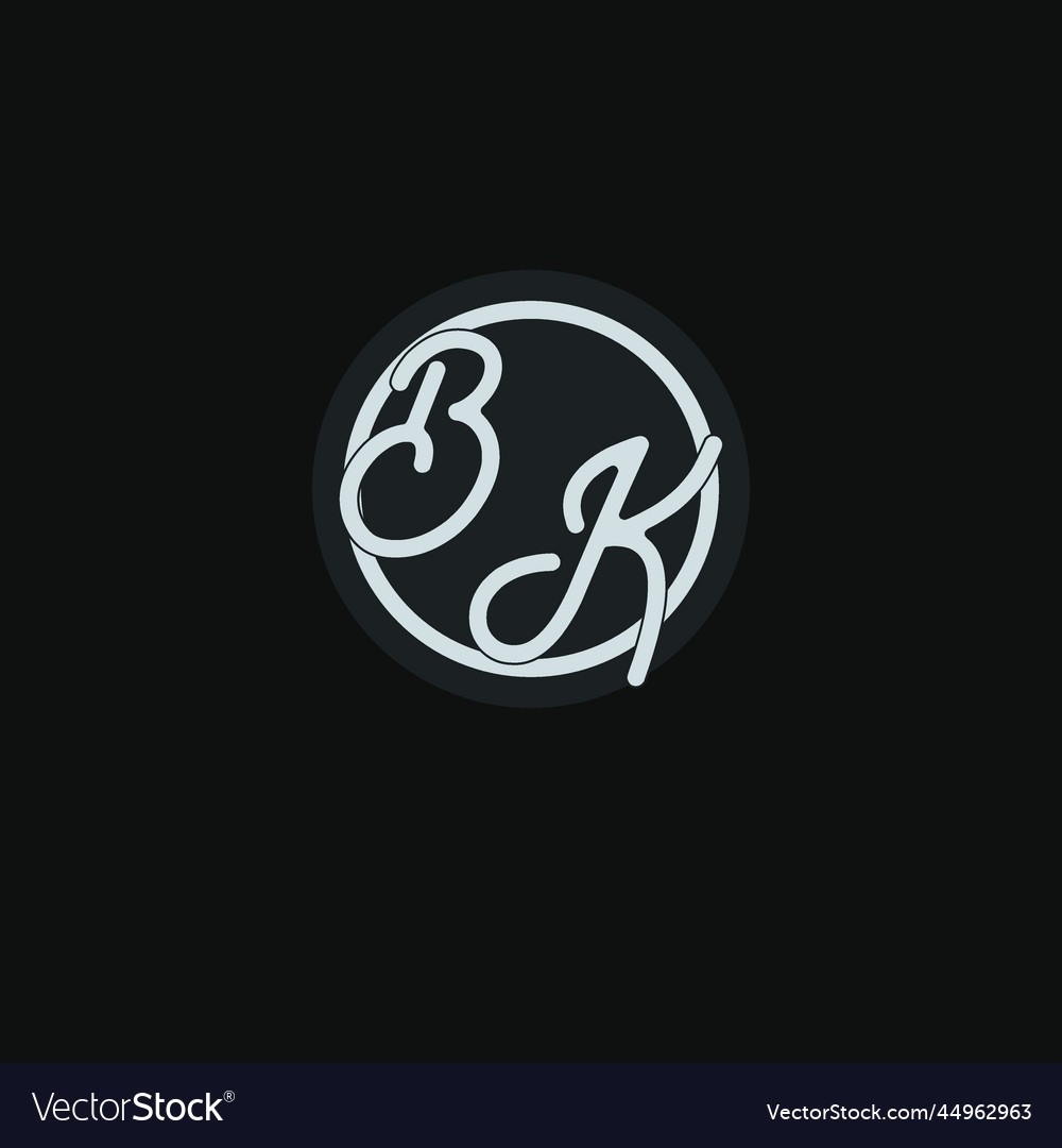 Initials bk logo monogram with simple circle line Vector Image