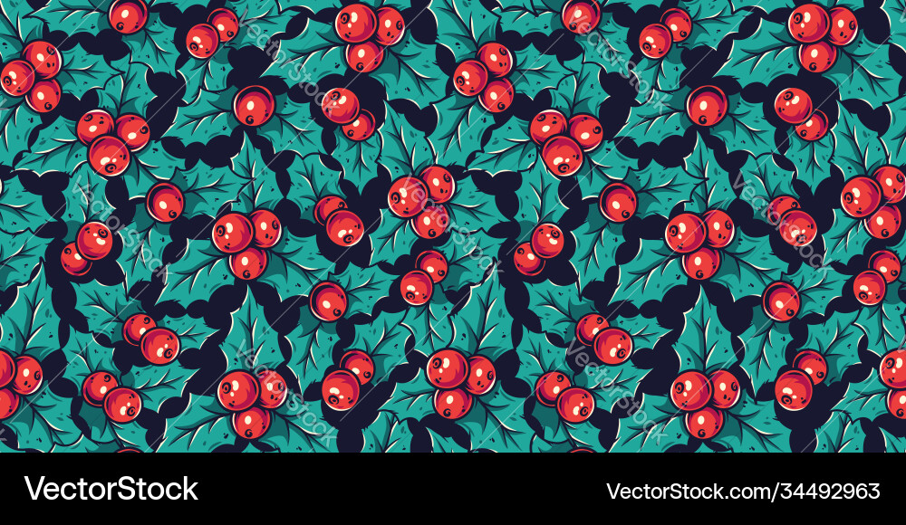 Pattern wallpaper with new year or christmas holly