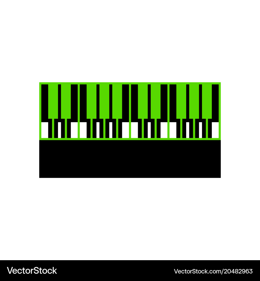 Piano keyboard sign green 3d icon Royalty Free Vector Image
