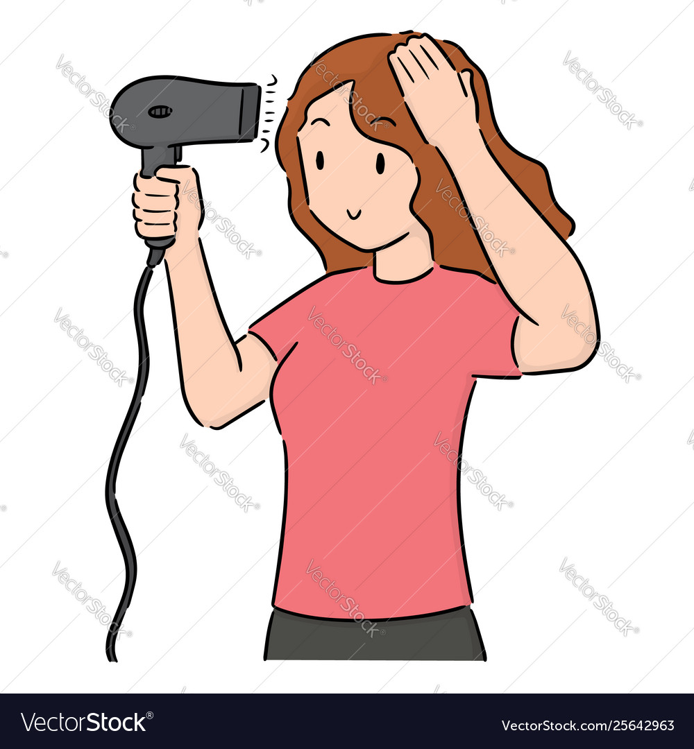 Set Woman Using Hair Dryer Royalty Free Vector Image