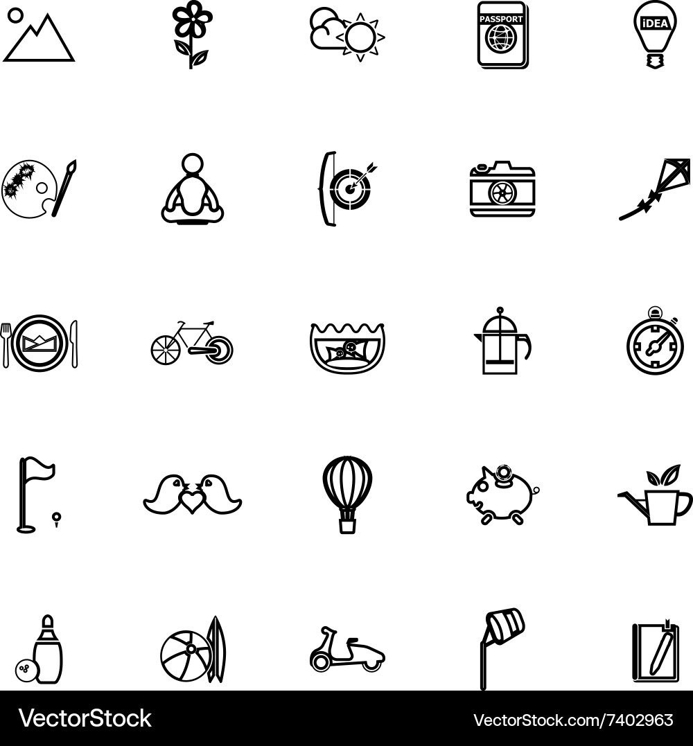 Slow life activity line icons on white background Vector Image