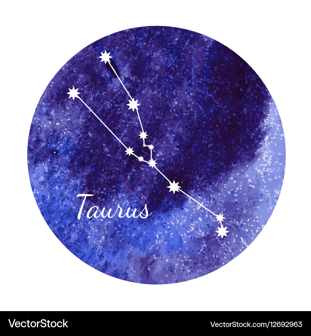 Watercolor horoscope sign taurus Royalty Free Vector Image