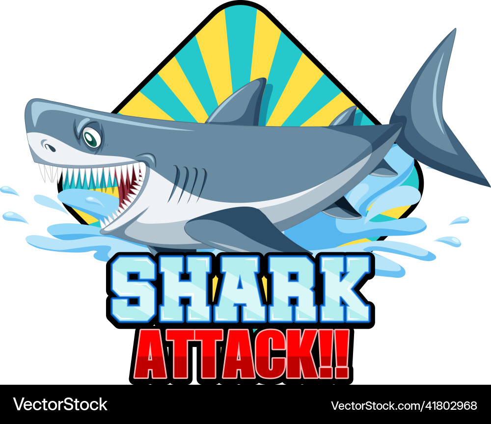 A marine logo with big blue shark Royalty Free Vector Image