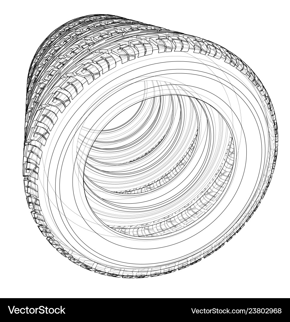Car tires concept rendering of 3d Royalty Free Vector Image