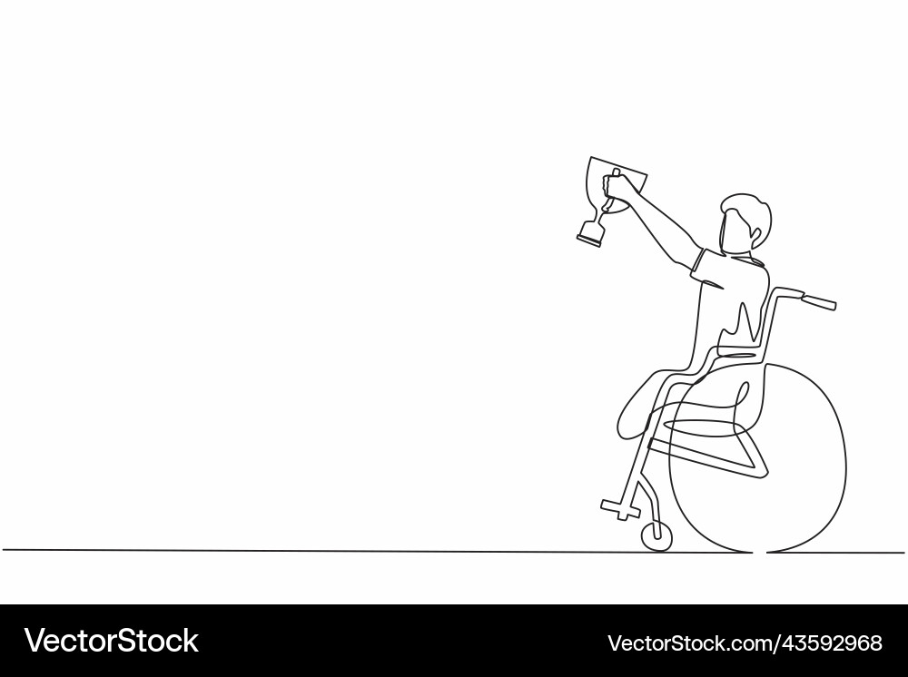Continuous one line drawing happy sportsman Vector Image