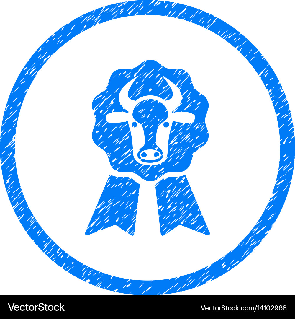 Cow award seal rounded grainy icon Royalty Free Vector Image