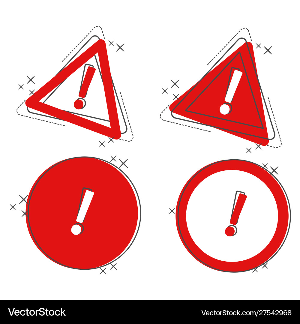 Danger cartoon icon attention exclamation mark Vector Image
