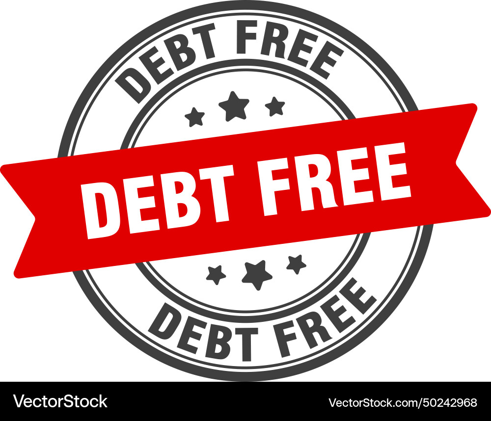 Debt free stamp label on transparent Royalty Free Vector