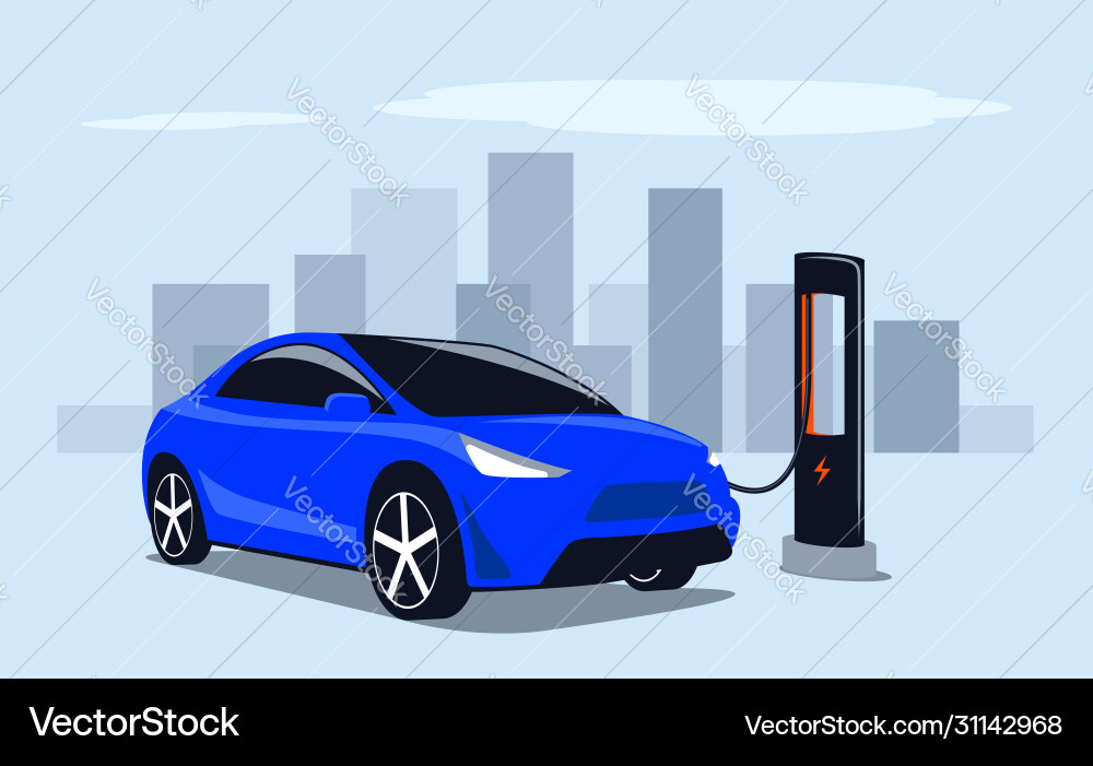 Electric transport fast charge a car Royalty Free Vector