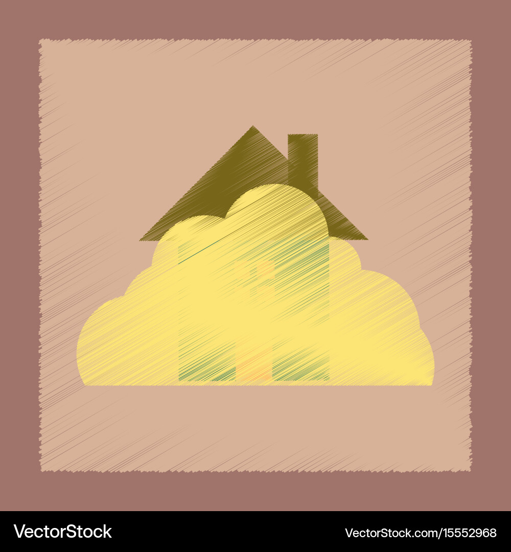 Flat shading style icon house covered with snow Vector Image