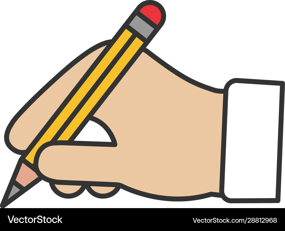 Hand holding pencil color icon Royalty Free Vector Image