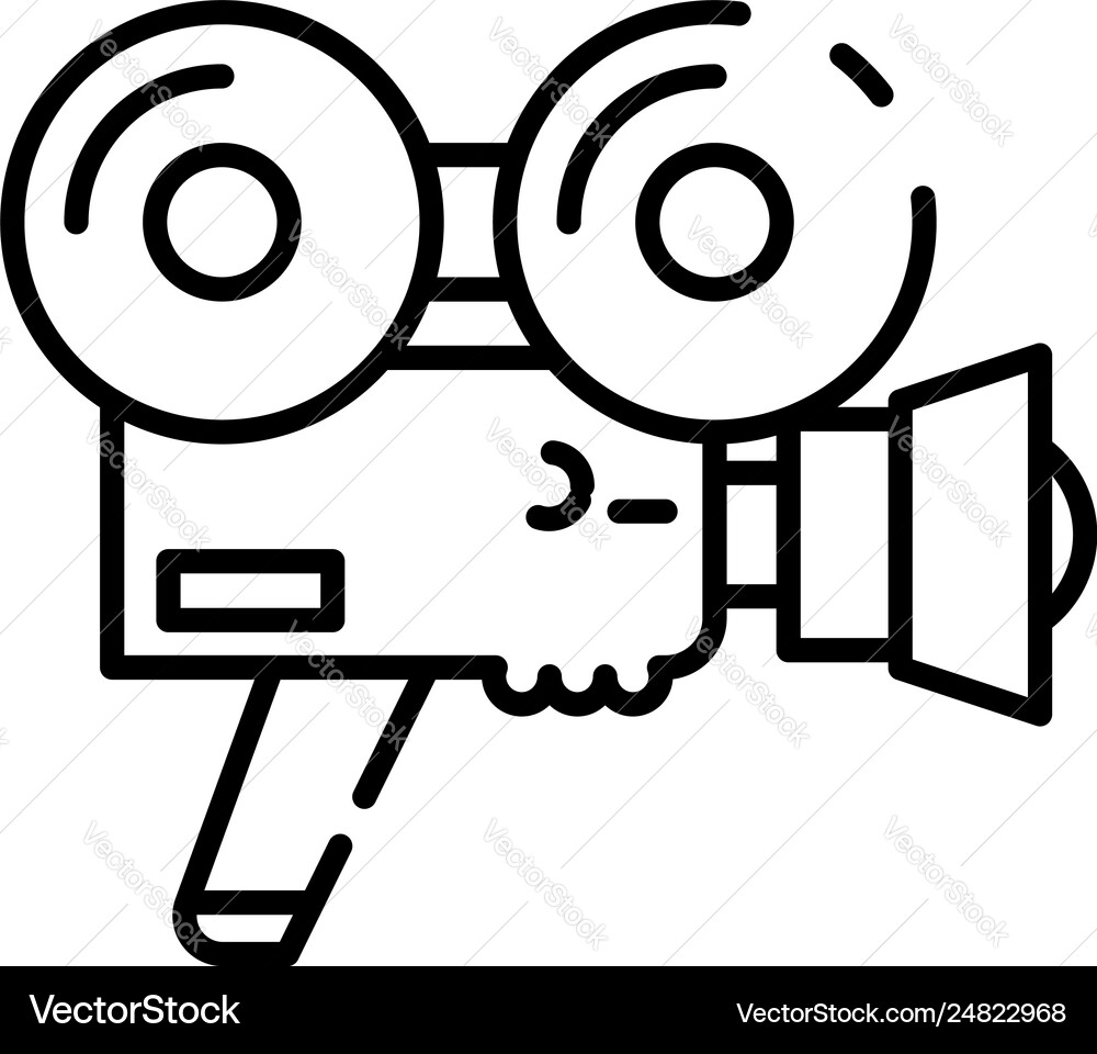 Hand retro video camera icon outline style Vector Image