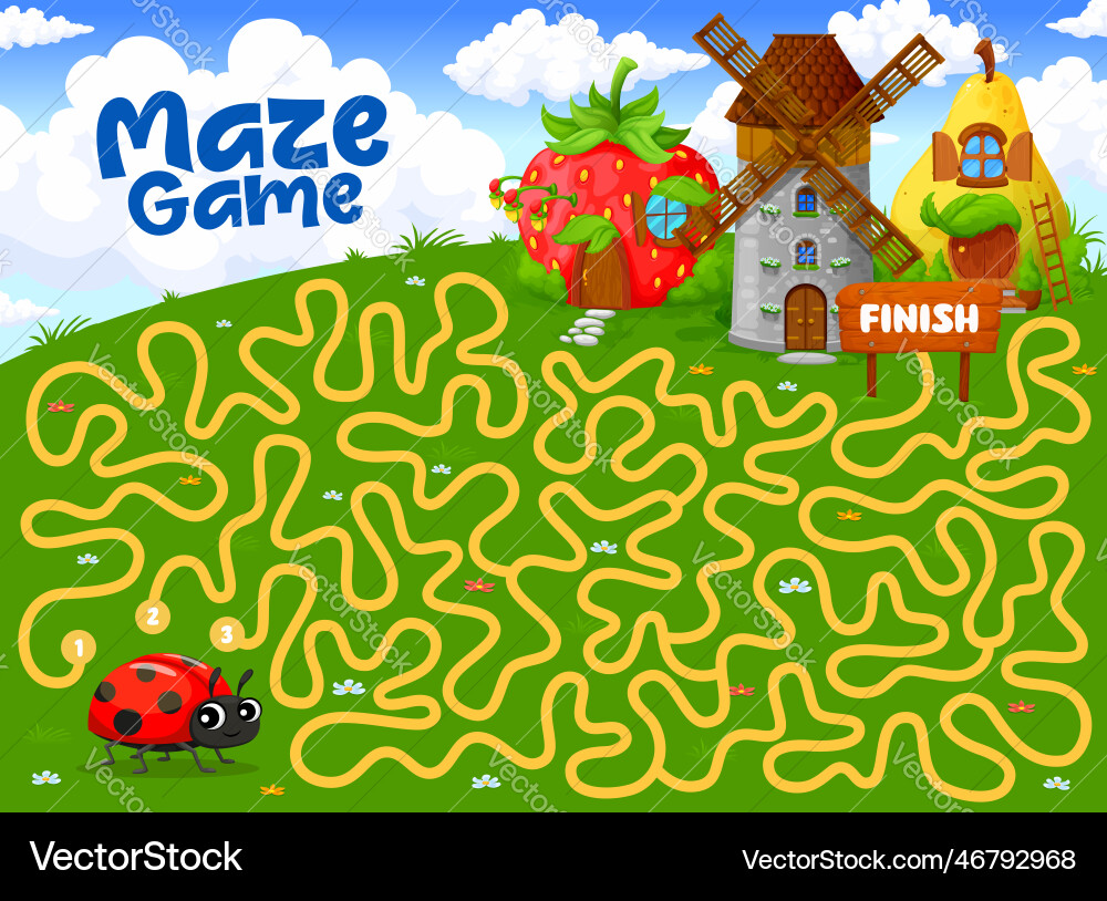 Labyrinth maze game help ladybug to find her house