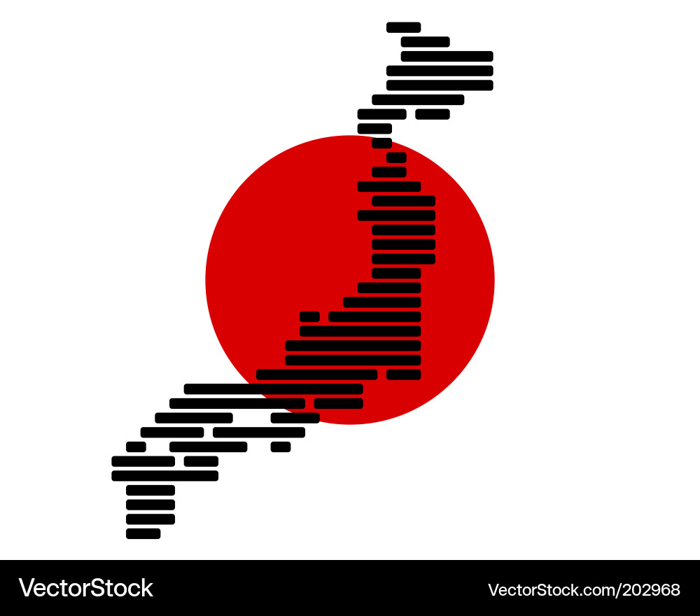 Map and flag of japan Royalty Free Vector Image