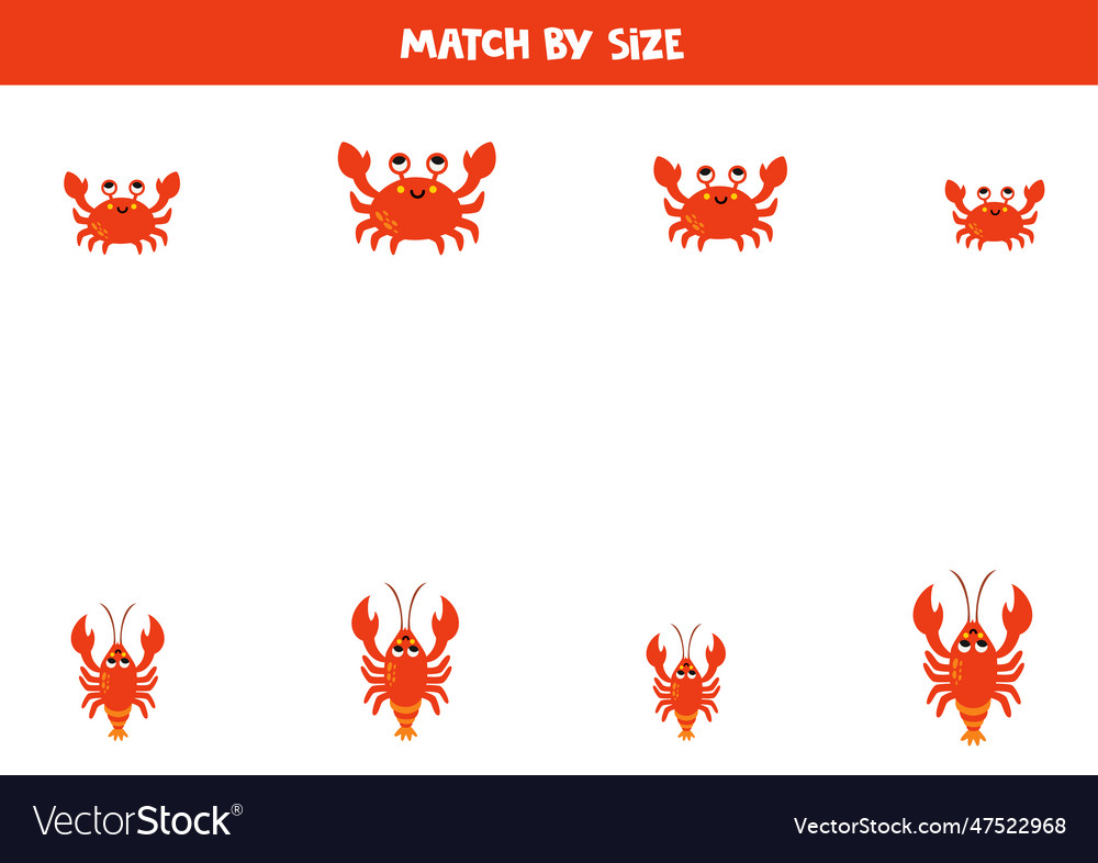 Matching game for preschool kids match crabs Vector Image