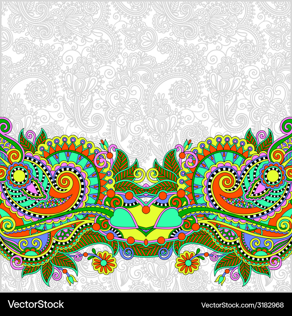 Paisley design on decorative floral background Vector Image