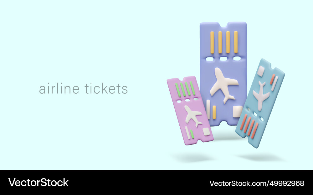 Realistic airline tickets with perforation and Vector Image