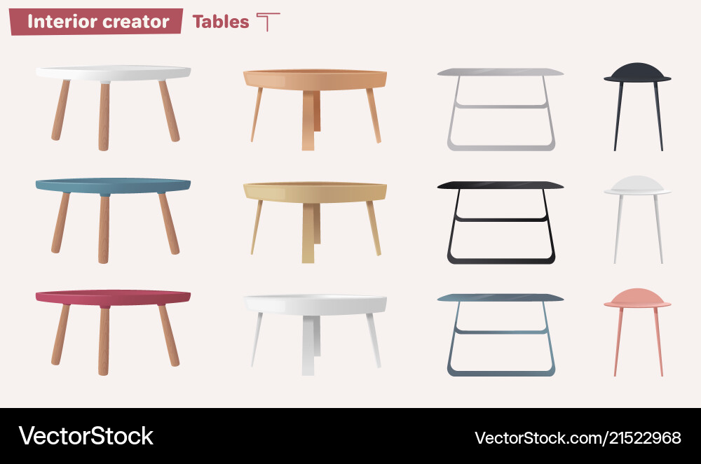 Set of tables cartoon Royalty Free Vector Image