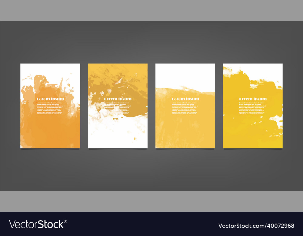 Set of yellow watercolor backgrounds for poster Vector Image