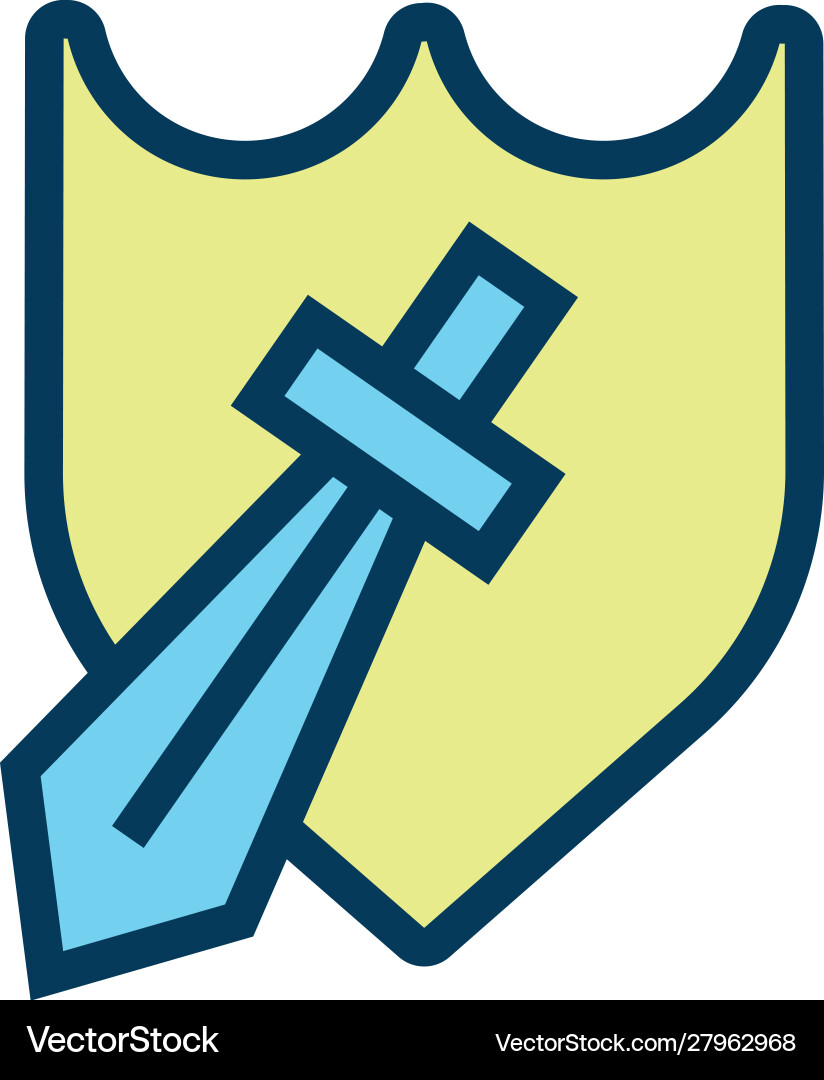 Shield and sword child toy fill style icon Vector Image