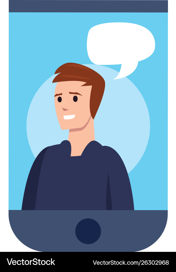 Smartphone man happy people avatar Royalty Free Vector Image