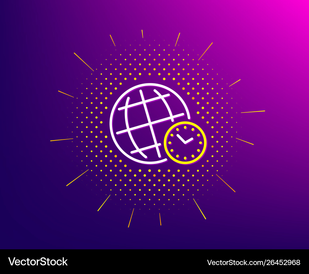 Time zone line icon world clock sign watch Vector Image