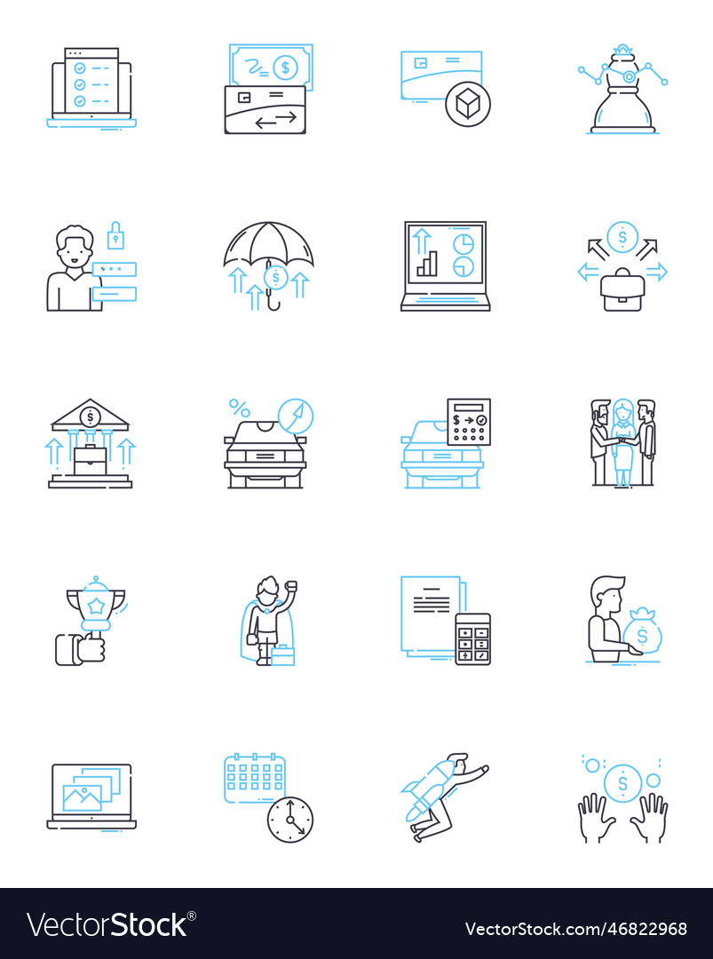 Virtual commerce linear icons set e-commerce Vector Image