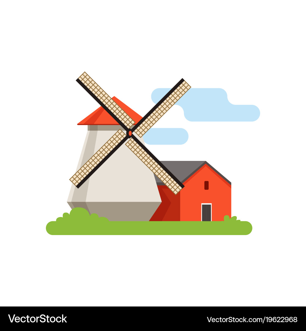 Windmill mill rural landscape farm building Vector Image