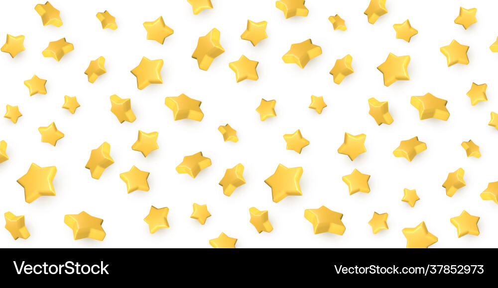 3d golden flying stars holiday design element Vector Image
