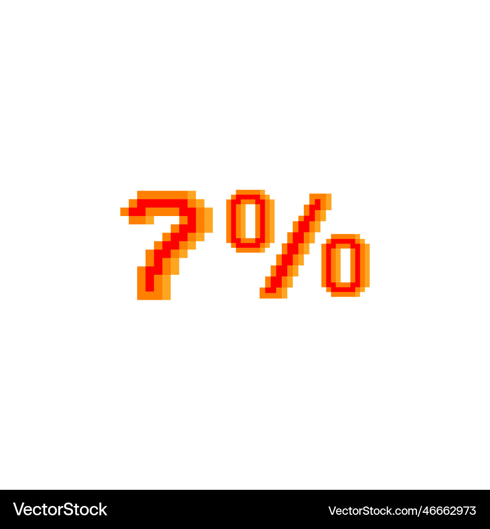7 percent with pixel art on white background Vector Image