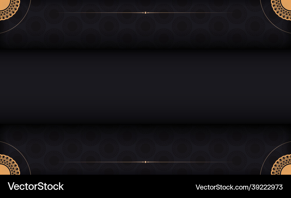Black banner template with ornaments and place Vector Image