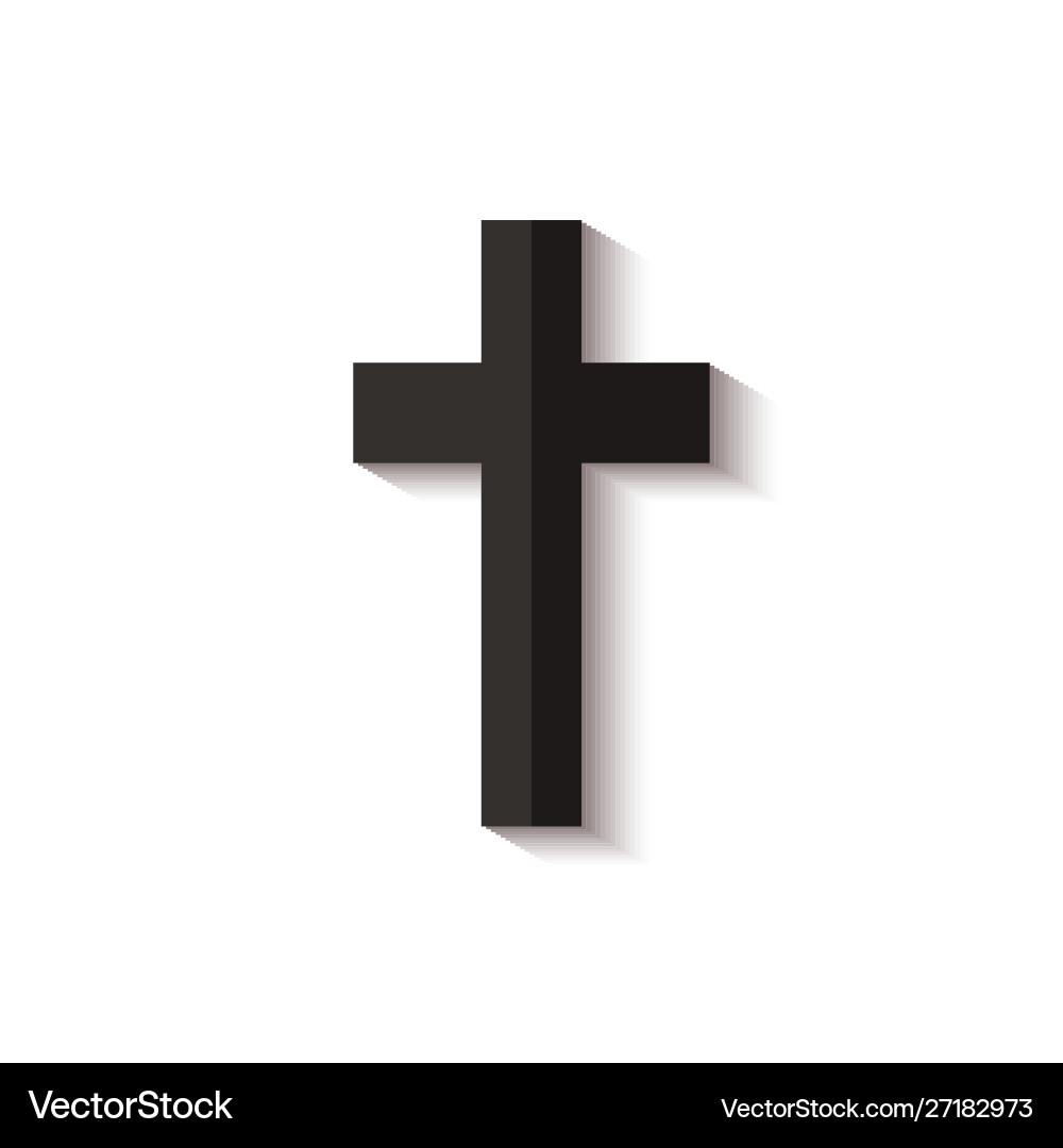 Black cross icon with realistic shadow isolated on