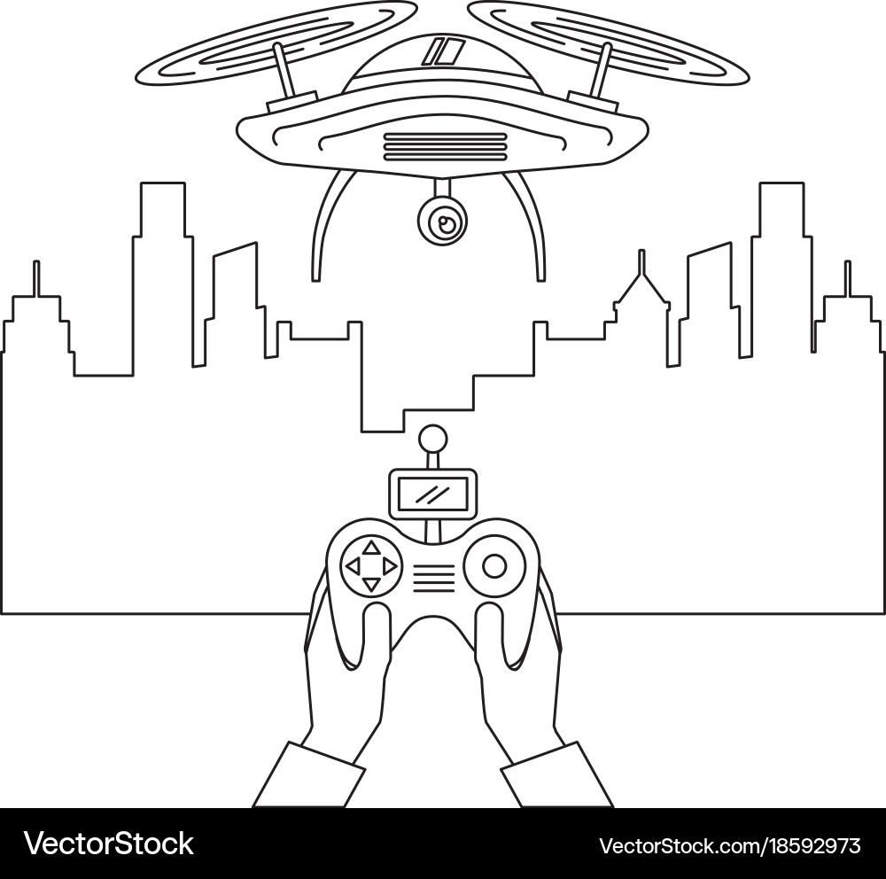 City landscape and people handle remote control Vector Image