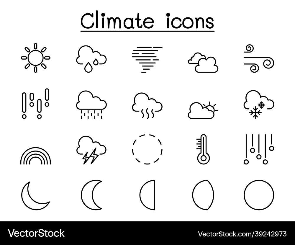 Climate weather icons set in thin line style Vector Image