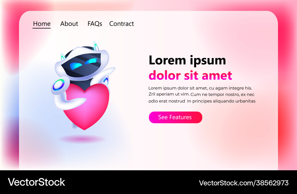 Cute robot holding heart modern robotic character Vector Image