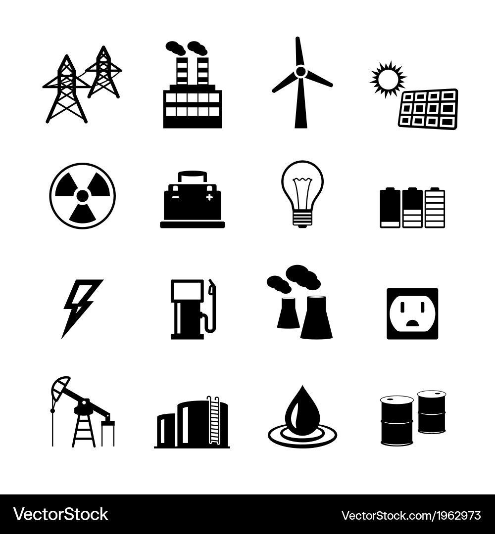 Energy power pictograms collection Royalty Free Vector Image