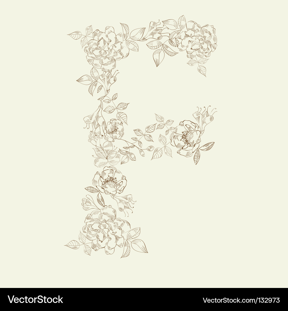 Floral font letter f Royalty Free Vector Image