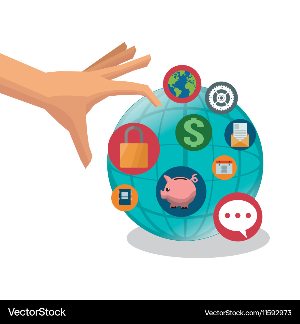 Global and digital marketing design Royalty Free Vector