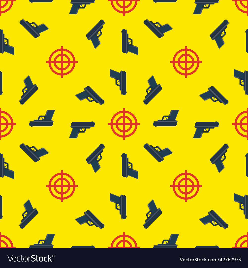 Gun targets and guns seamless pattern on yellow Vector Image Gun targets and guns seamless pattern on yellow Vector Image