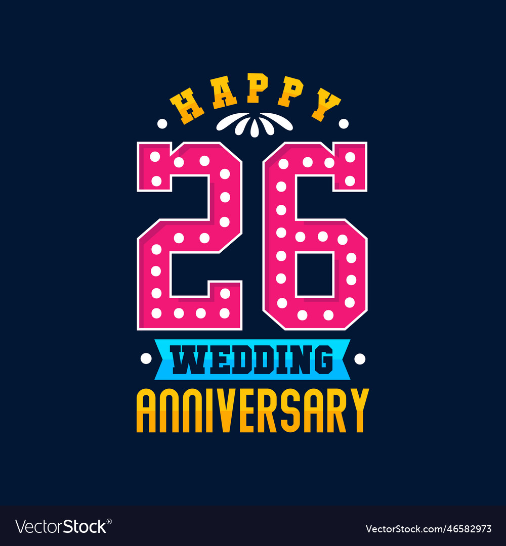 Happy 26th Wedding Anniversary Celebration Vector Image