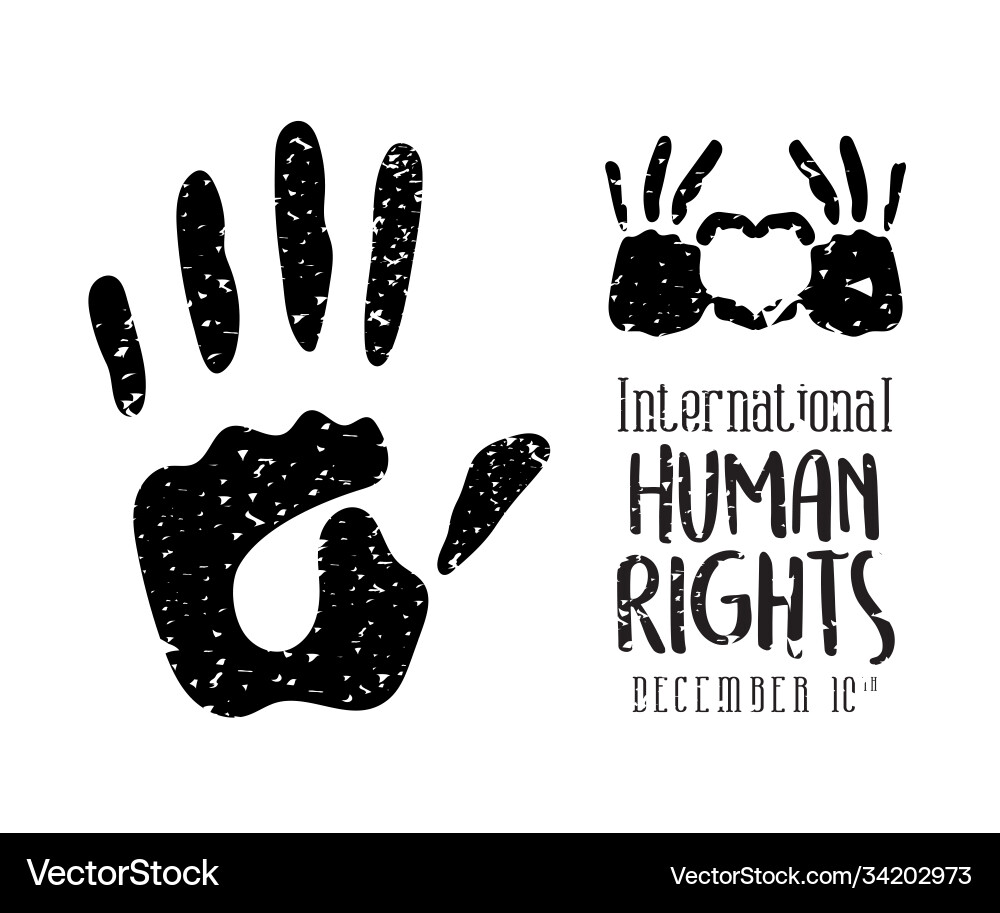 International human rights and black hand print Vector Image